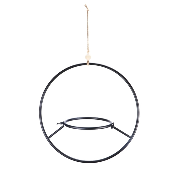 Other | Modern Metal Hanging Hoop Planter For Flower Pot Black | Poshmark